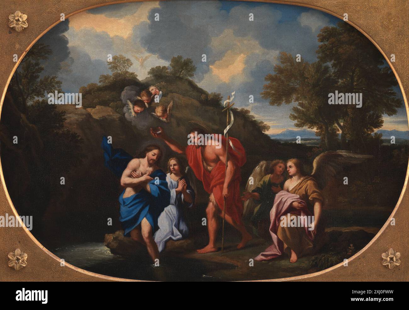 Painting depicting the Baptism of Christ by Filippo Lauri, Pier ...