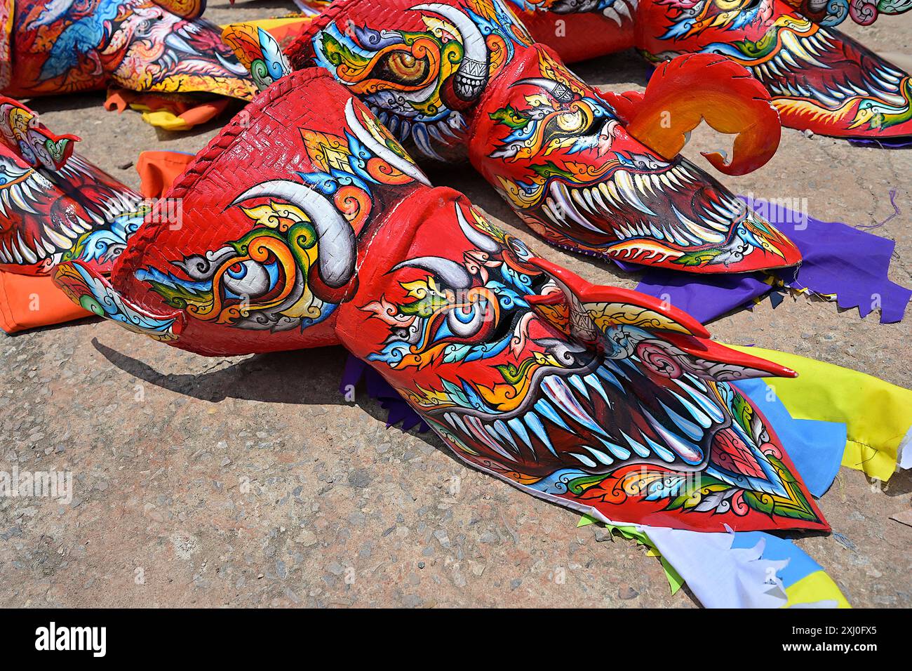 Close-up of intricate & creative artwork on painted 'ghost' masks made ...