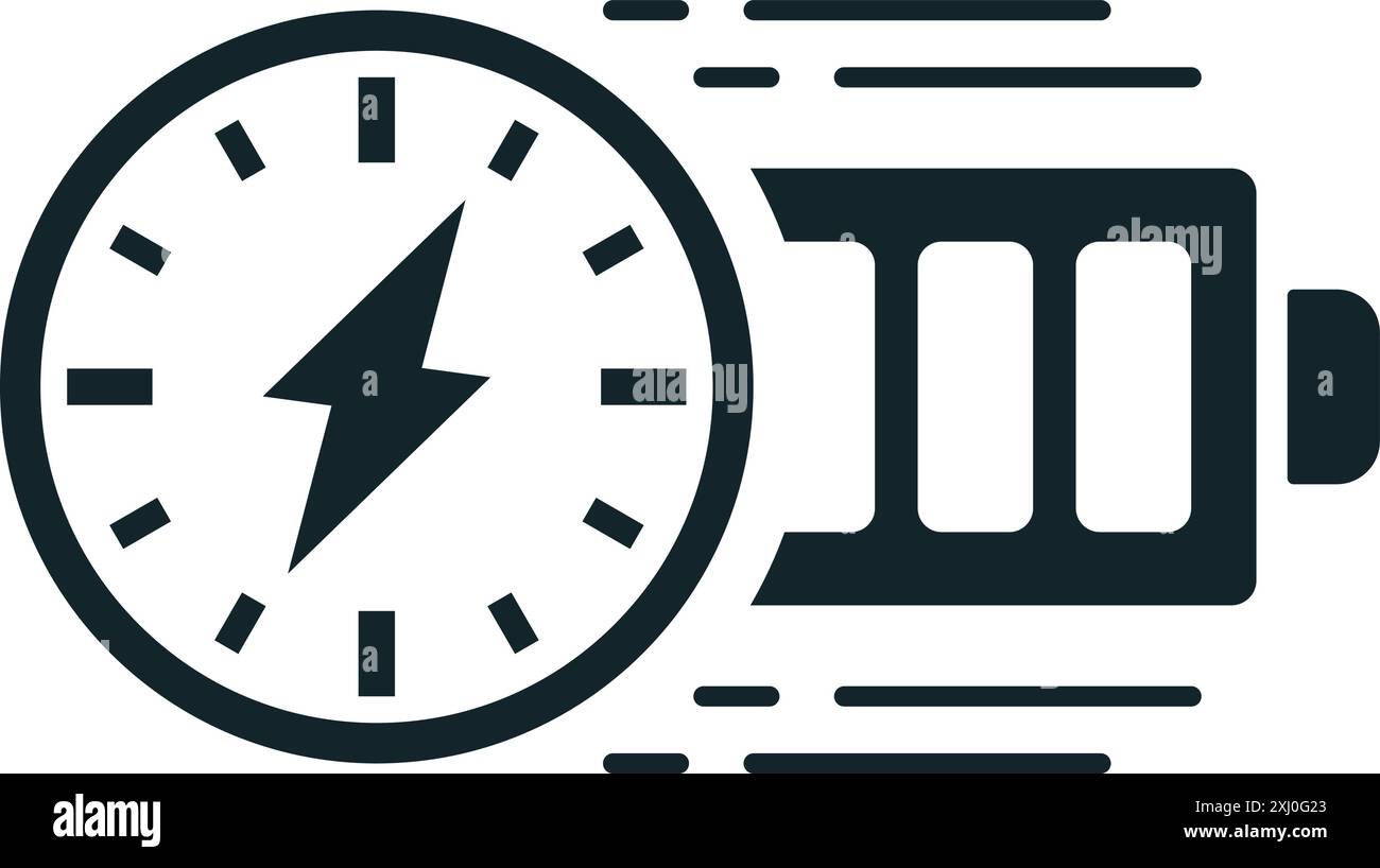 Fast Charging Icon: A vector illustration in monochrome, depicted ...