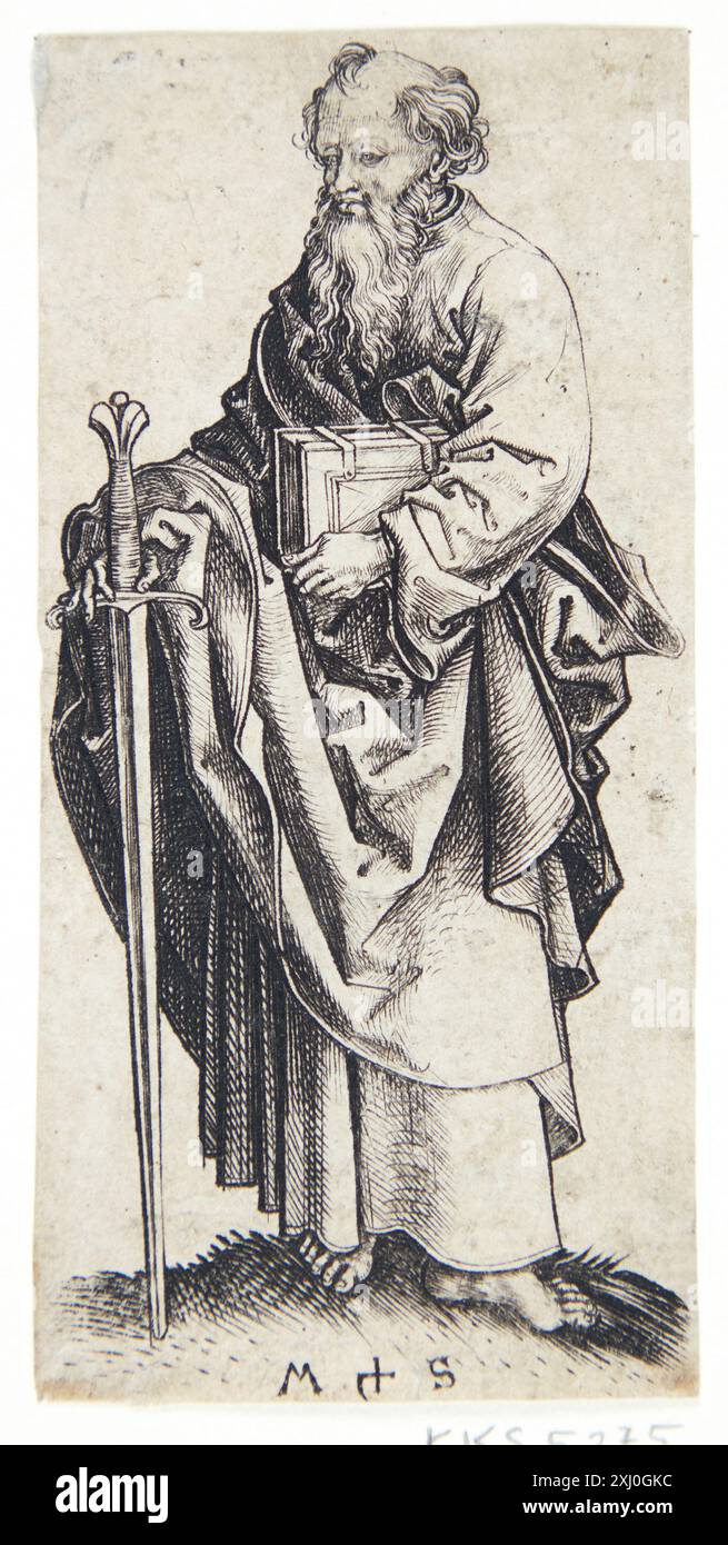 Copper engraving representing the apostle Paul, created by Martin ...