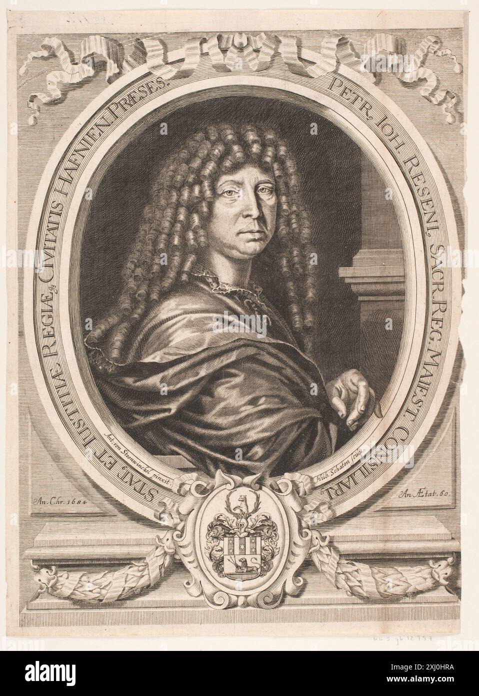 Copper engraving of Peder Hansen Resen by Hubert Schaten and Antoni van ...