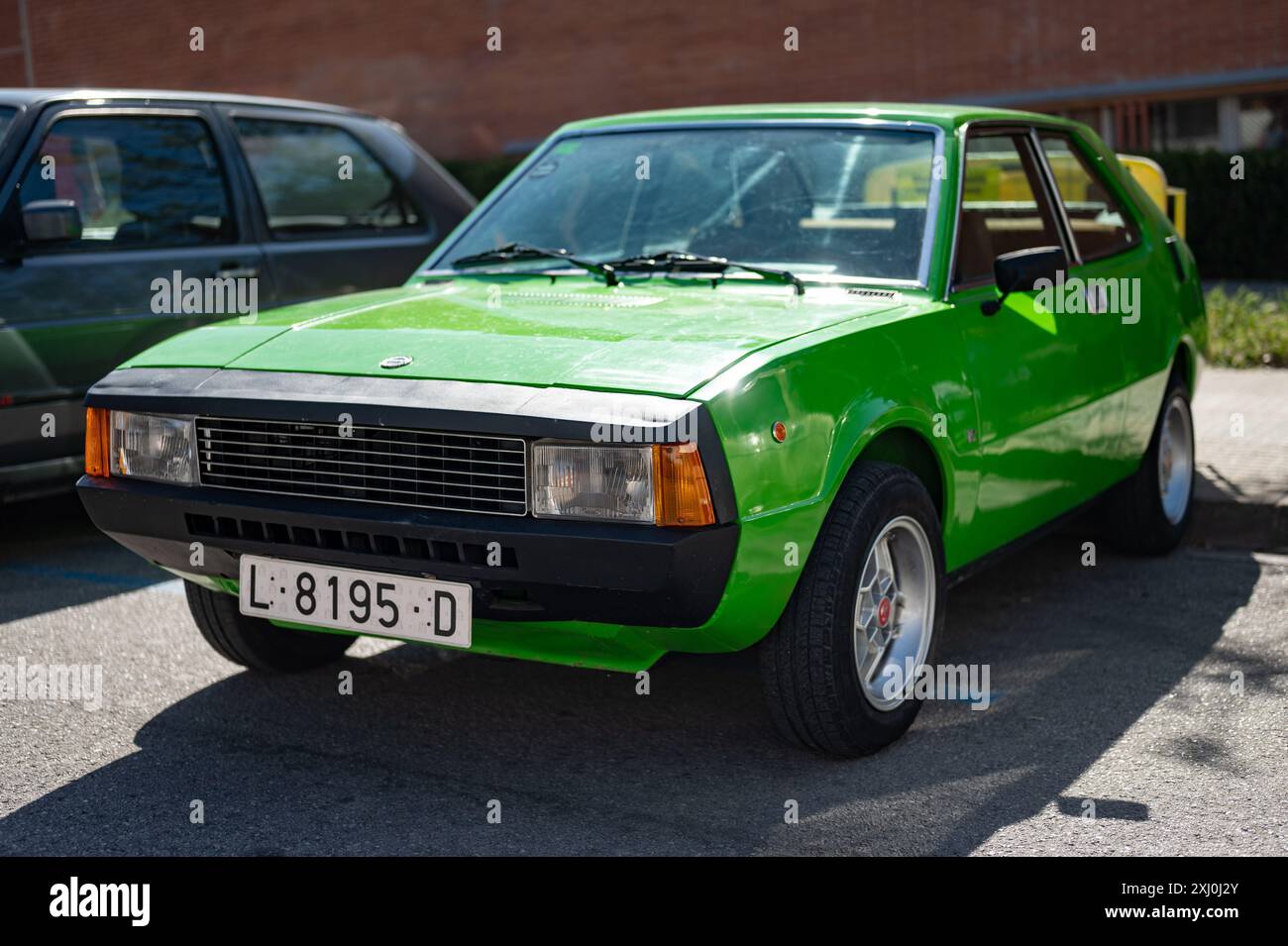 A classic Spanish car, the green Seat 1200 Sport Bocanegra parked on ...