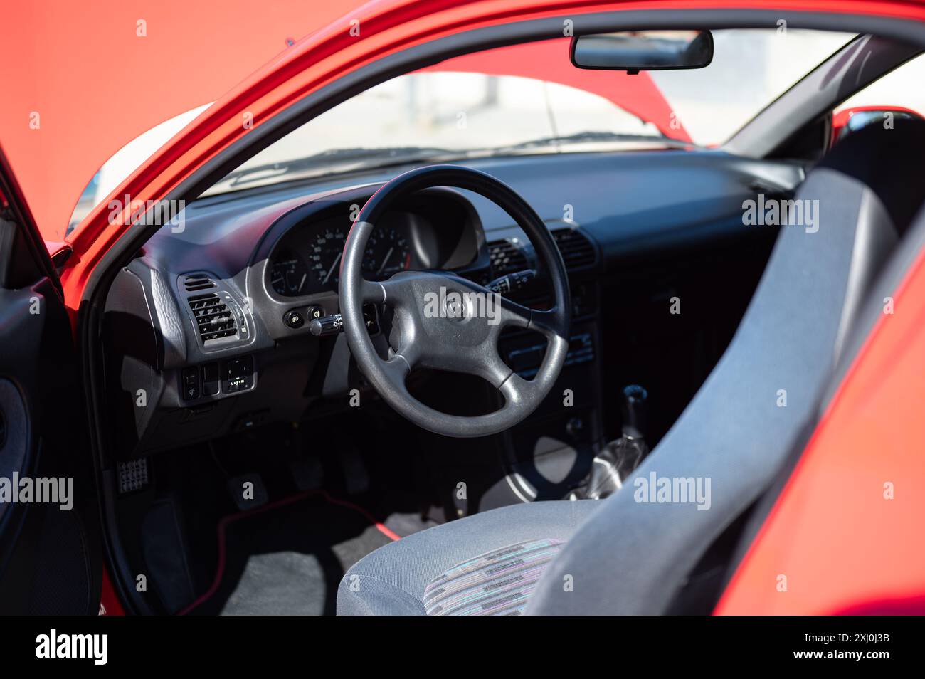 An interior view of the classic Mazda MX-3 street sports car, nice ...
