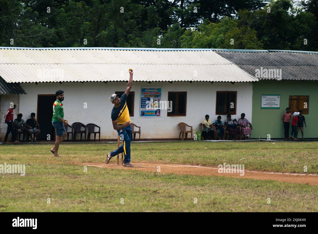 Sri Lankan young village people playing cricket. Sri Lanka, Sigiriya ...