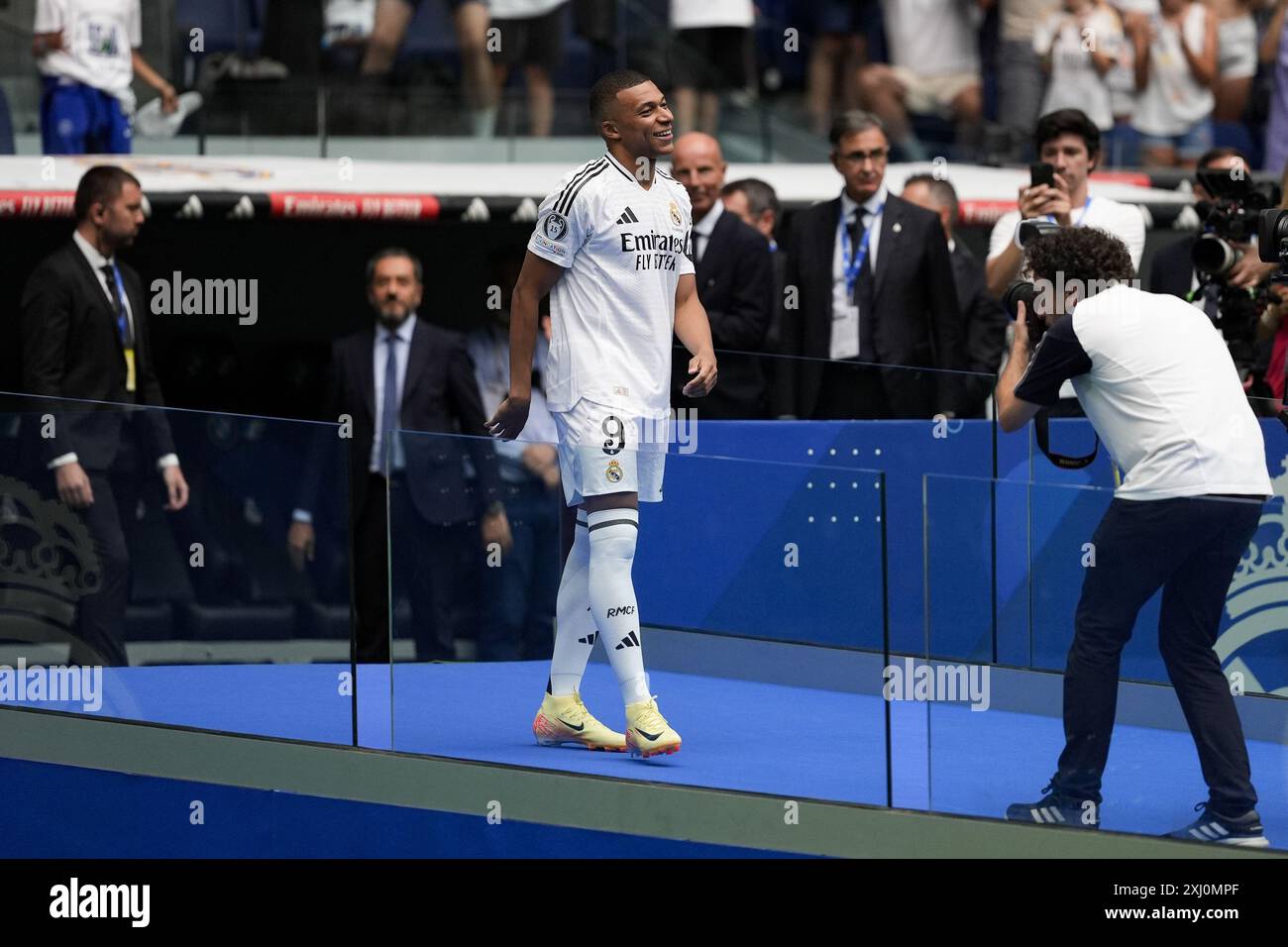 Kylian Mbappe seen during his presentation as new player of Real Madrid ...