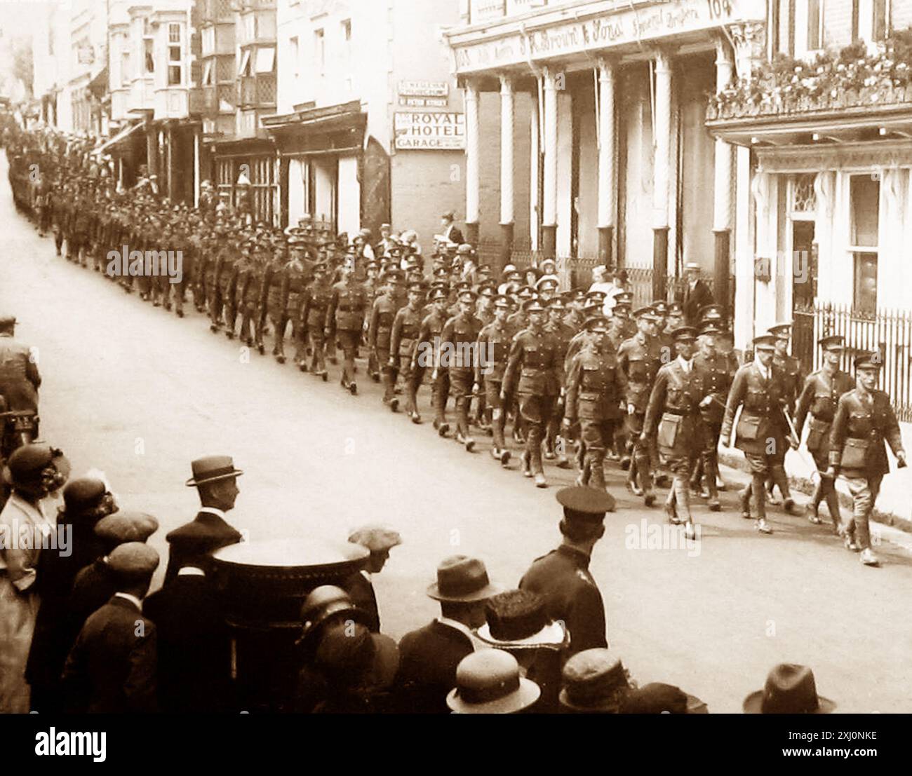 Military parade, High Street, Winchester, probably WW1 Stock Photo - Alamy