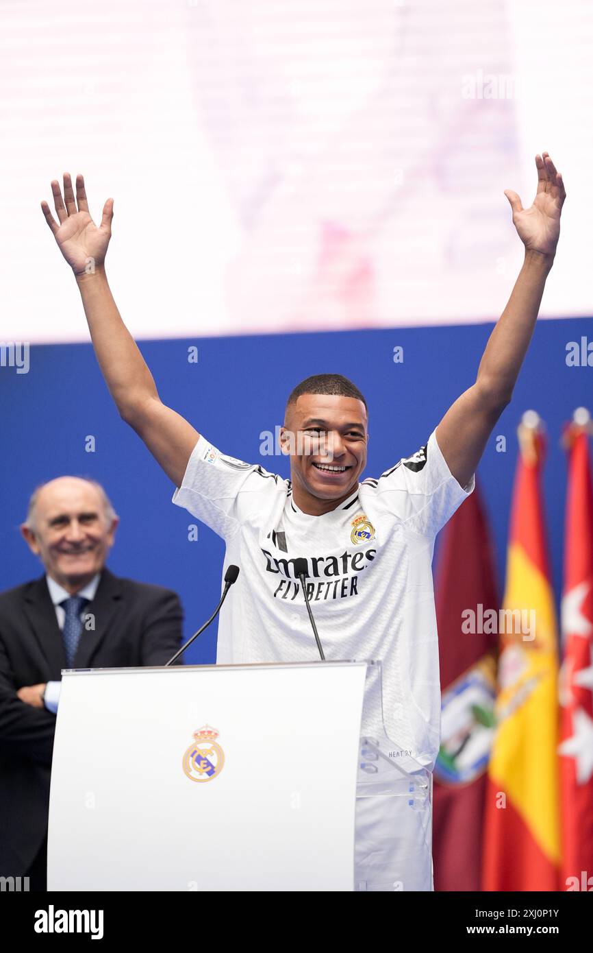 Kylian Mbappe seen during his presentation as new player of Real Madrid ...
