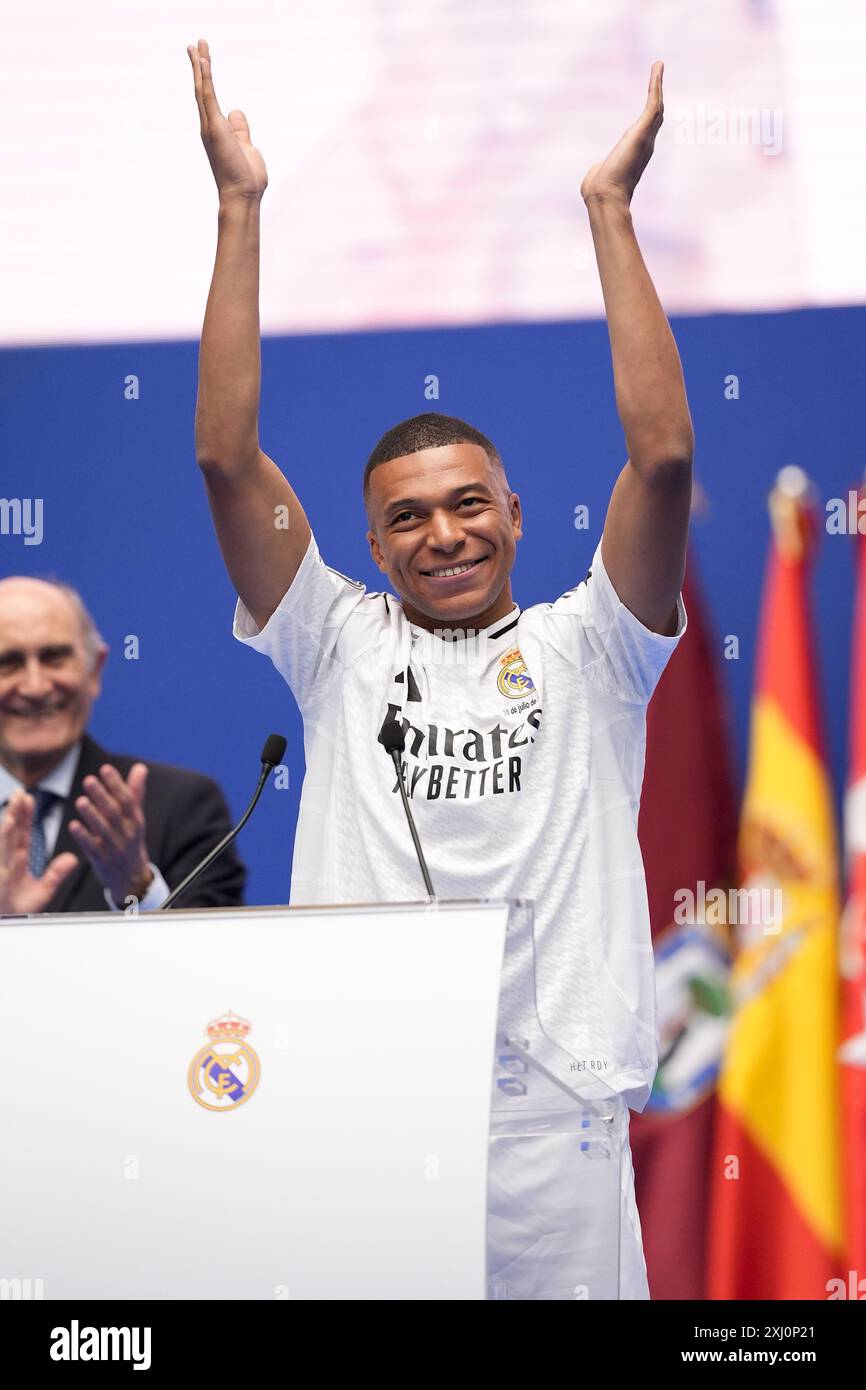 Kylian Mbappe seen during his presentation as new player of Real Madrid ...