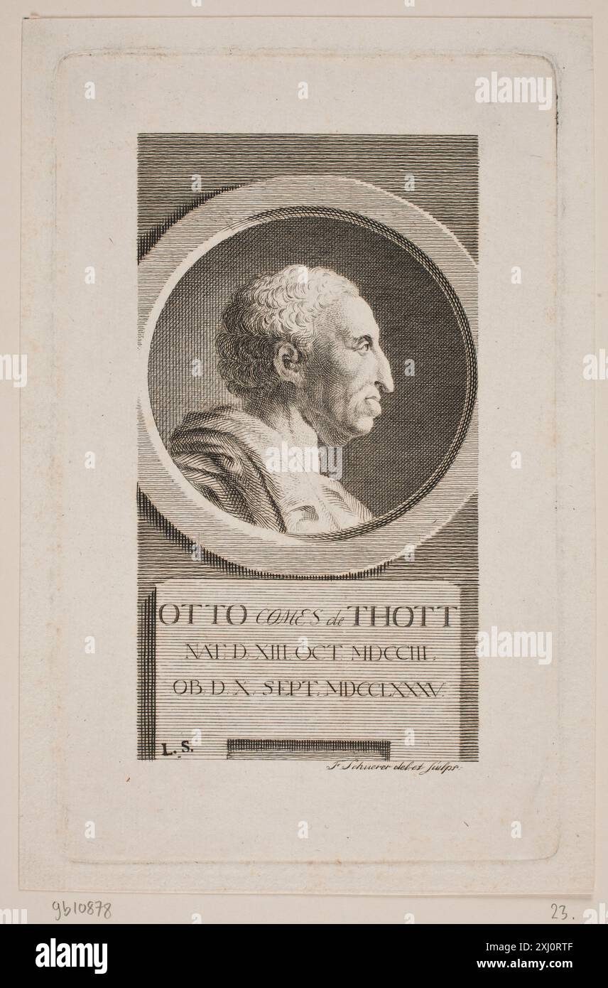 Copper engraving depicting Count O. Thott Schüerer, a Danish nobleman ...