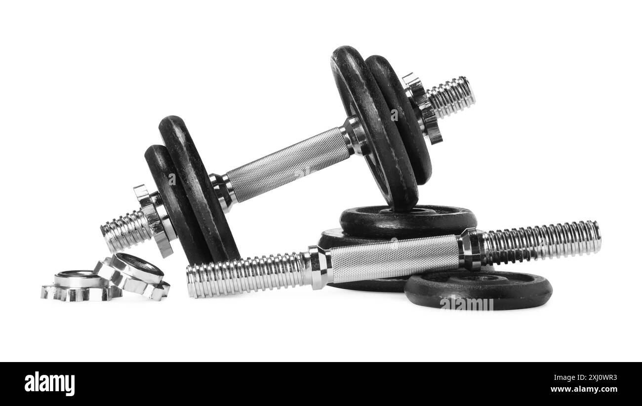 Barbell and parts of one isolated on white Stock Photo - Alamy