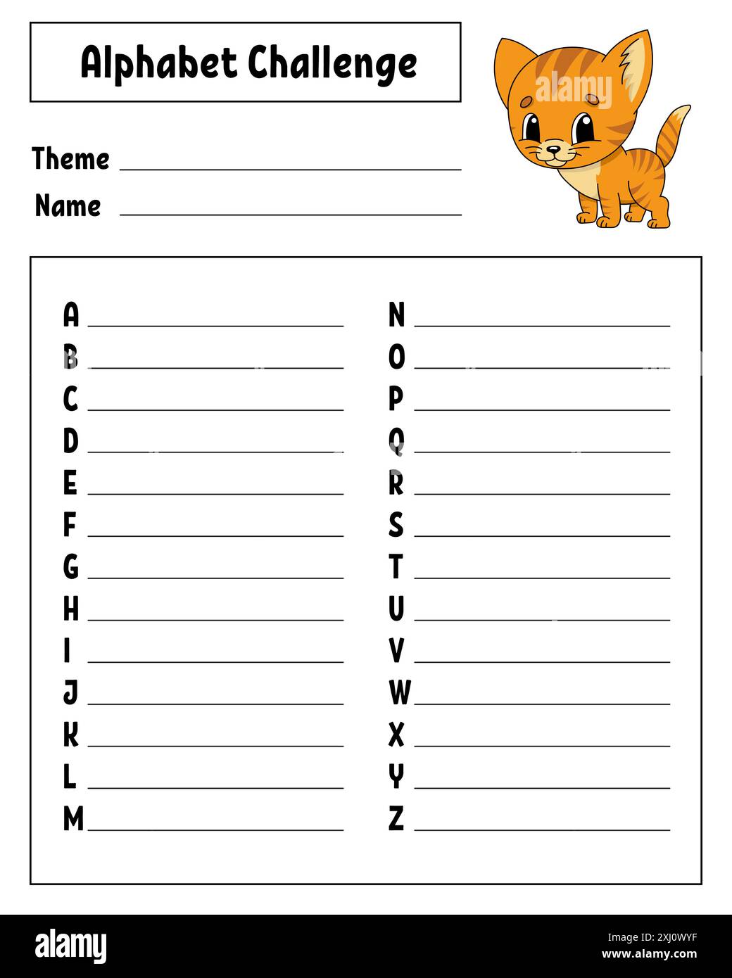 Alphabet challenge. Educational activity worksheet for kids and ...