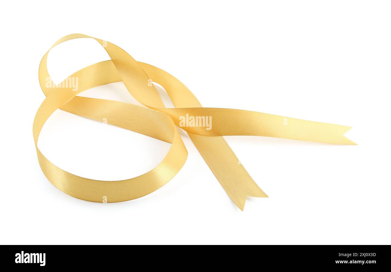 One beautiful light yellow ribbon isolated on white Stock Photo - Alamy