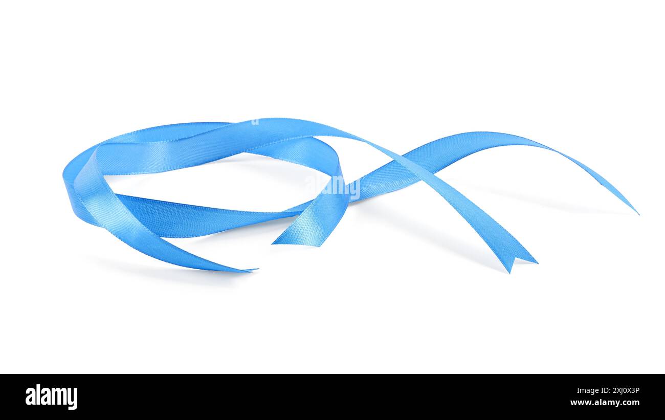 Beautiful light blue ribbon isolated on white Stock Photo - Alamy