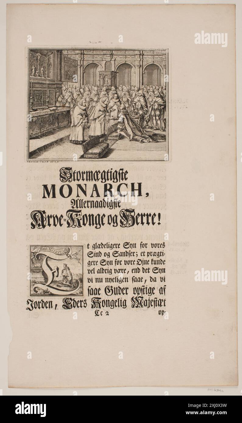 An engraving by Odvardt Helmoldt Lode depicts Bishop Hersleb anointing ...