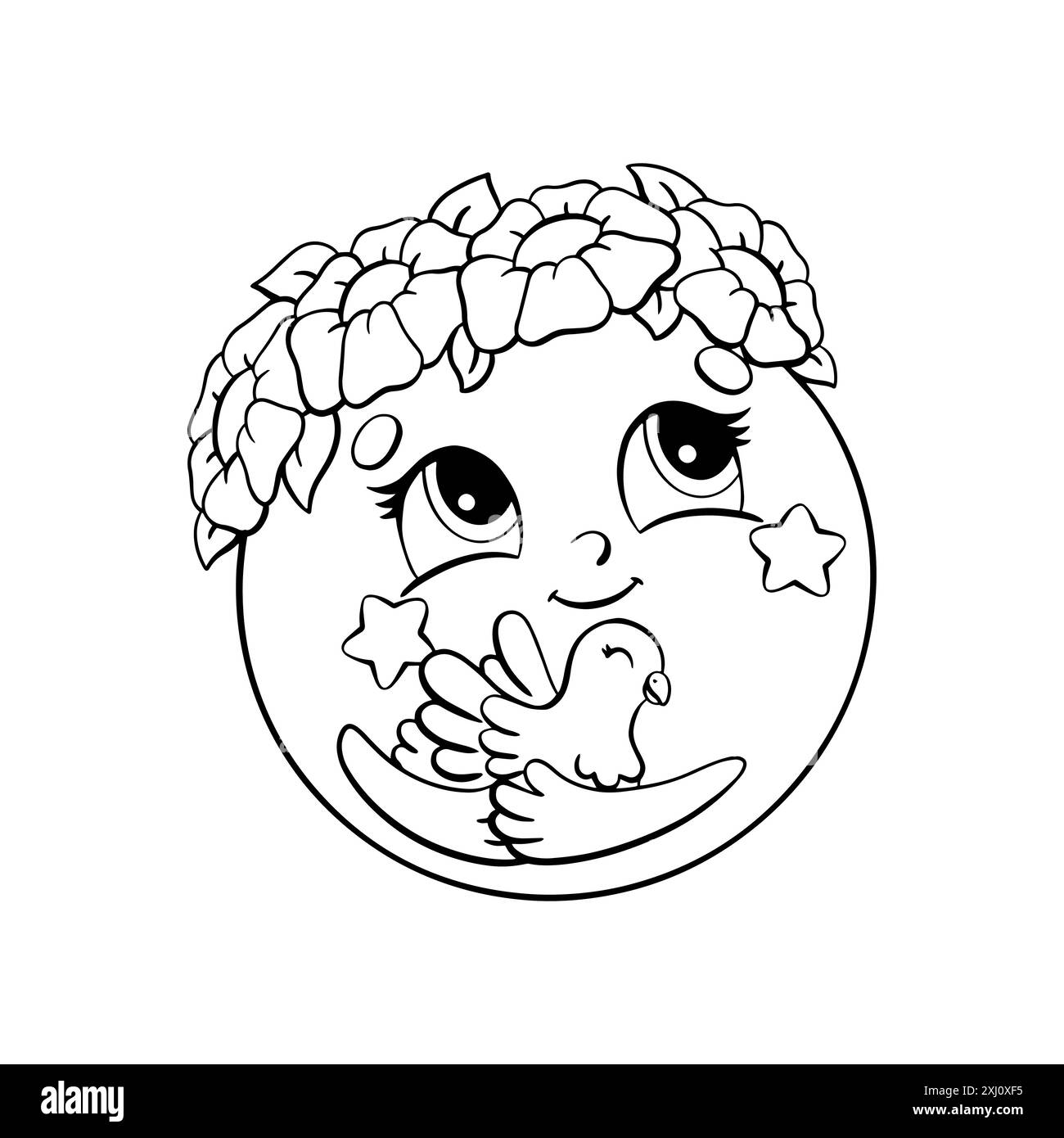 Coloring page for kids. Digital stamp. Cartoon style character. Vector ...