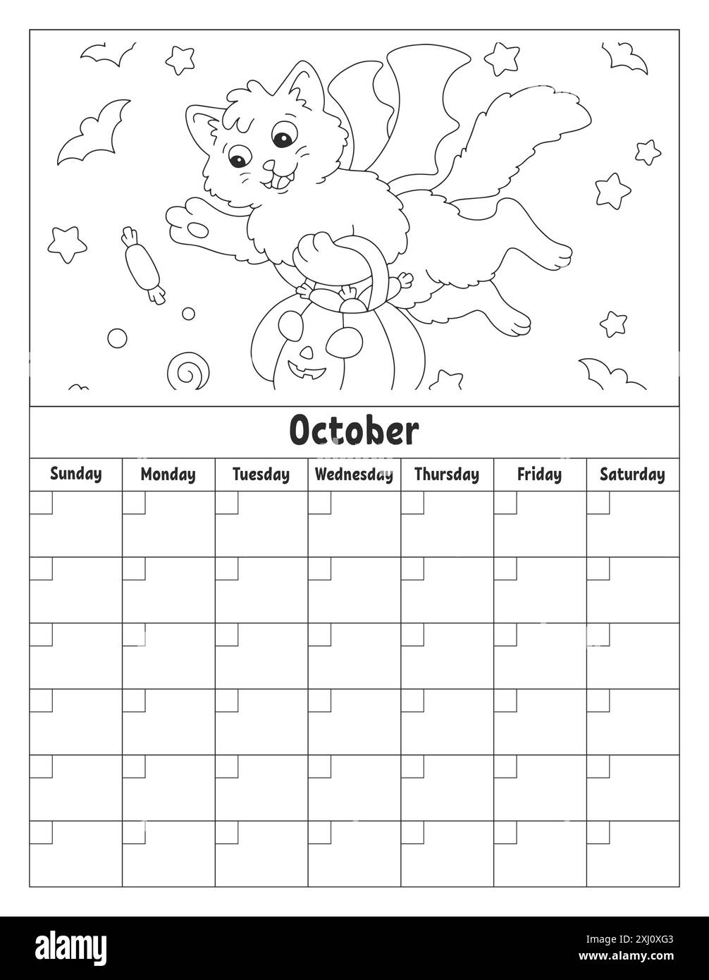 Blank calendar template for one month without dates. Colorful design ...