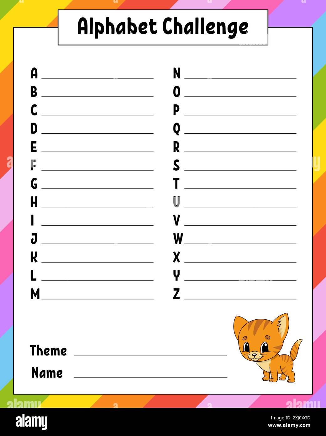 Alphabet challenge. Educational activity worksheet for kids and ...
