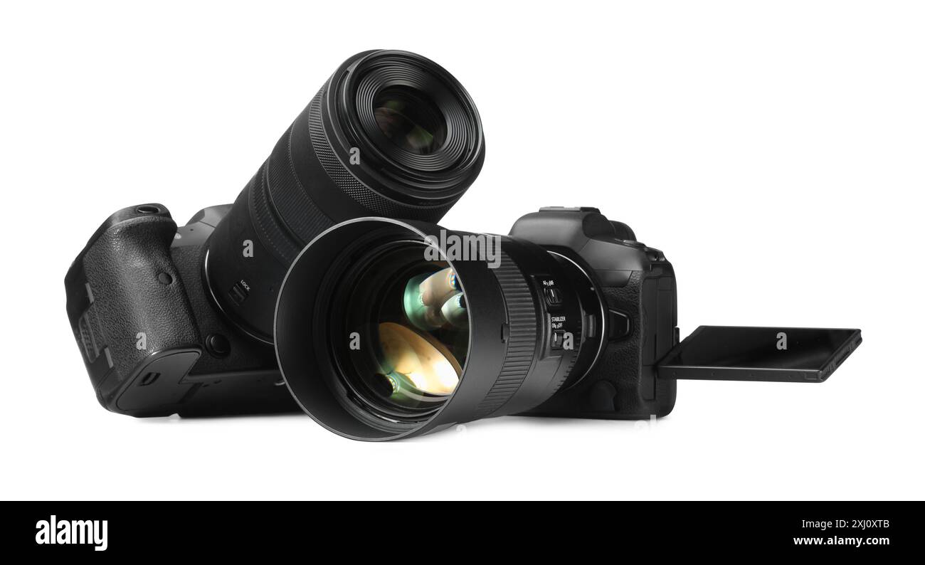 Two digital cameras isolated hi-res stock photography and images - Alamy