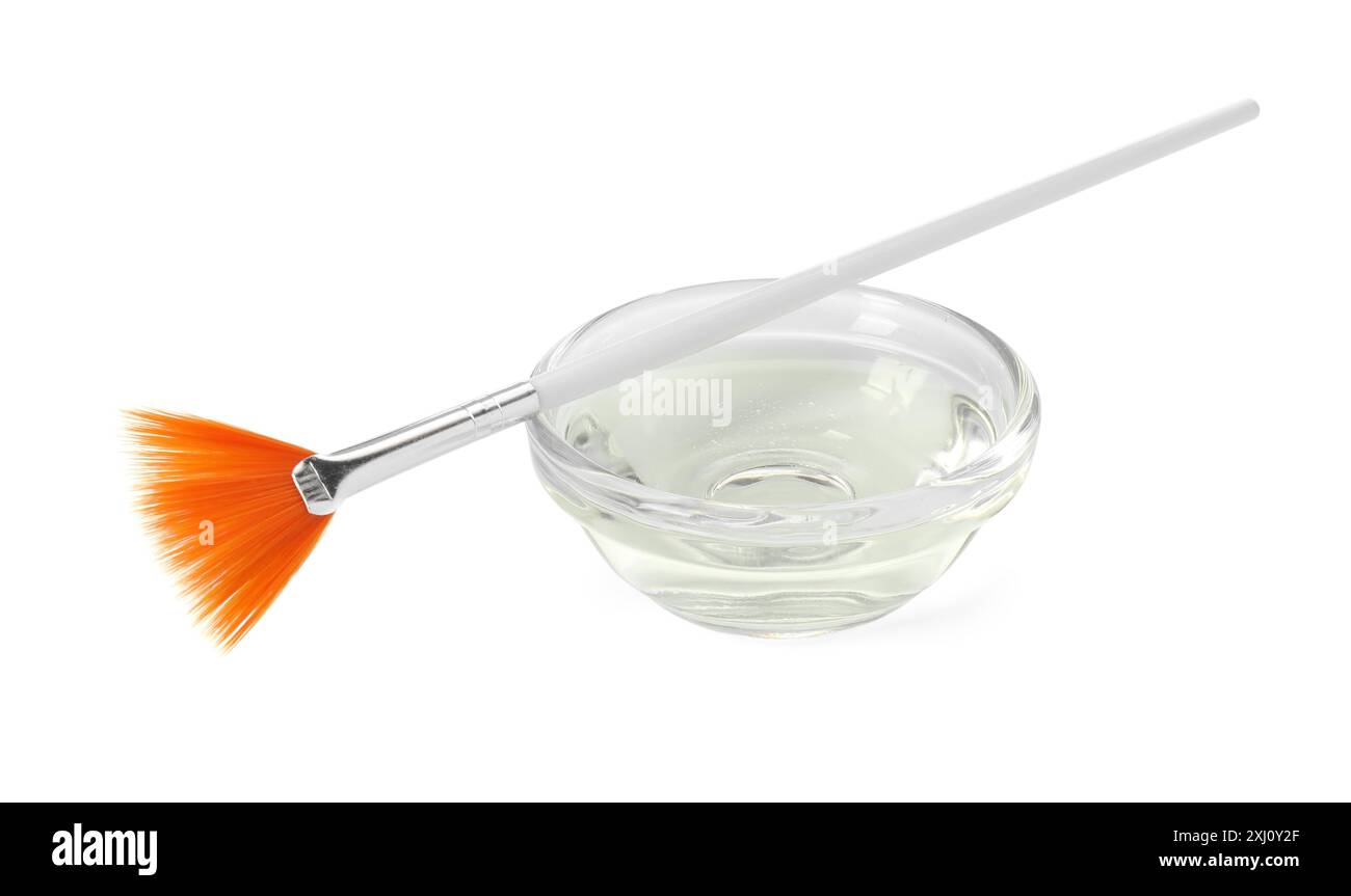 Bowl of chemical peel and brush isolated on white. Peeling procedure ...