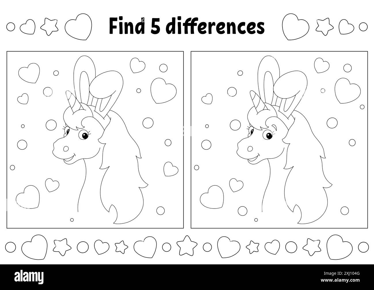 Find five differences. Coloring page for kids. Activity worksheet for ...