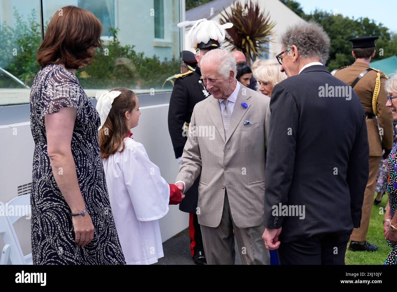 King Charles III and Queen Camilla during a visit to Les Cotils at L ...