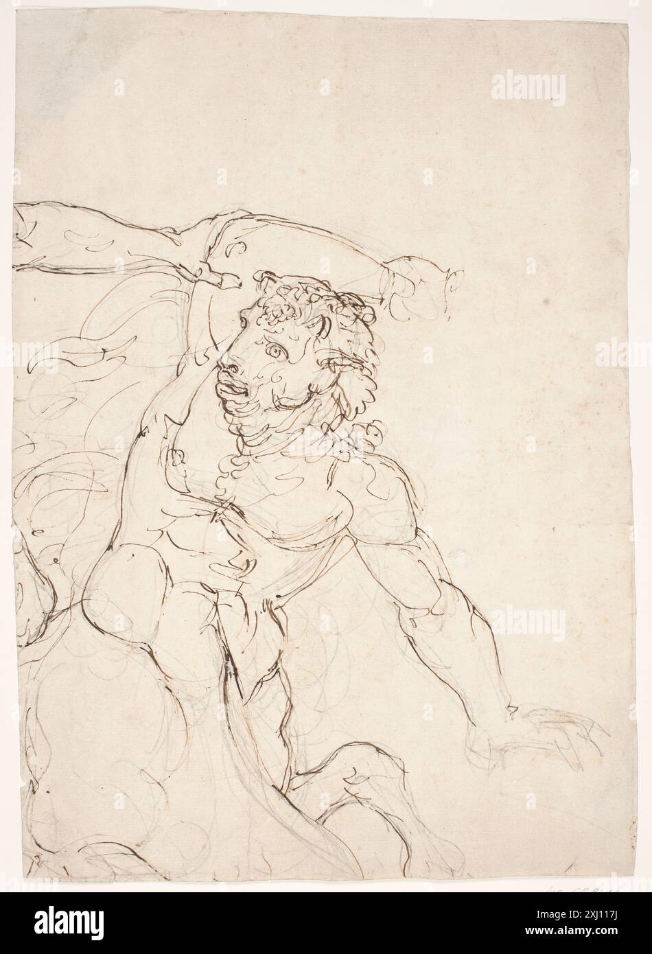 Right half of a composition depicting theseus battle with minotaur ...