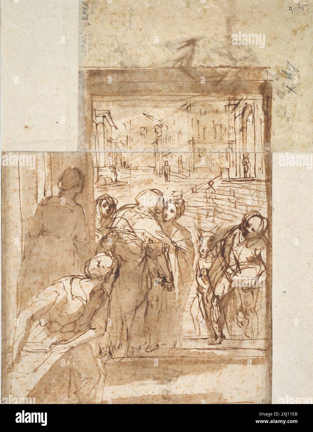 Composition study for the visit Barocci, Federico 1533 - 1612 Drawing ...
