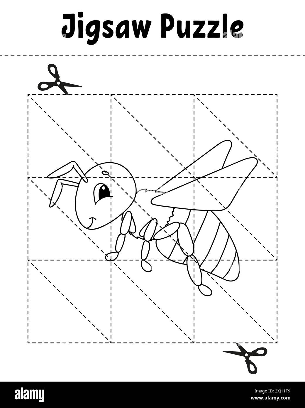 Jigsaw puzzle. Coloring page for kids. Vector illustration Stock Vector ...