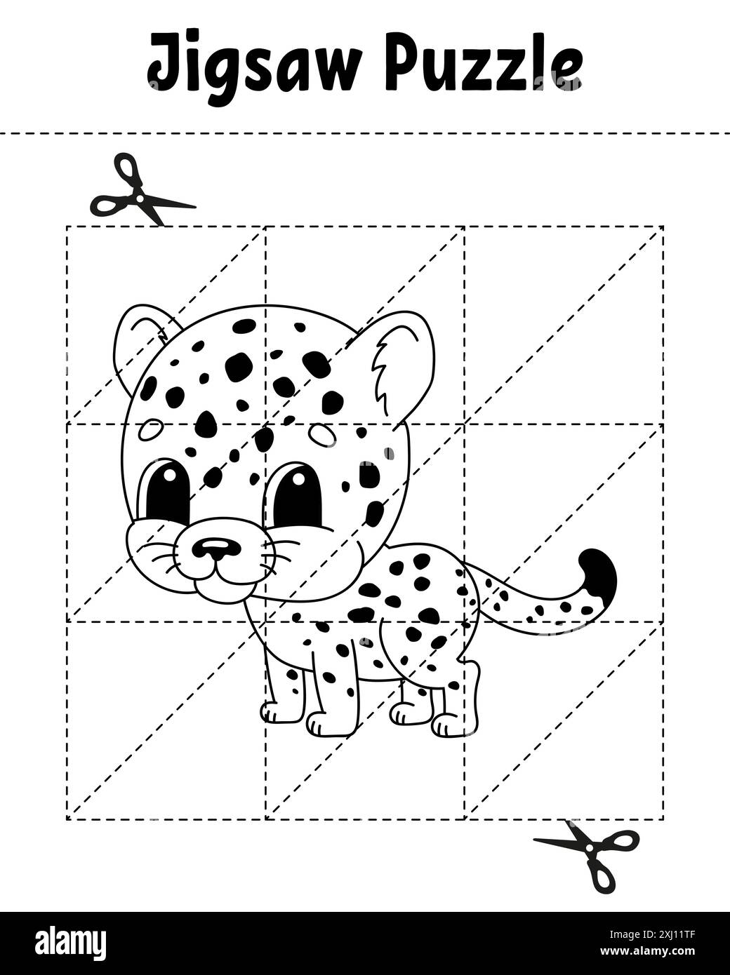 Jigsaw puzzle. Coloring page for kids. Vector illustration Stock Vector ...