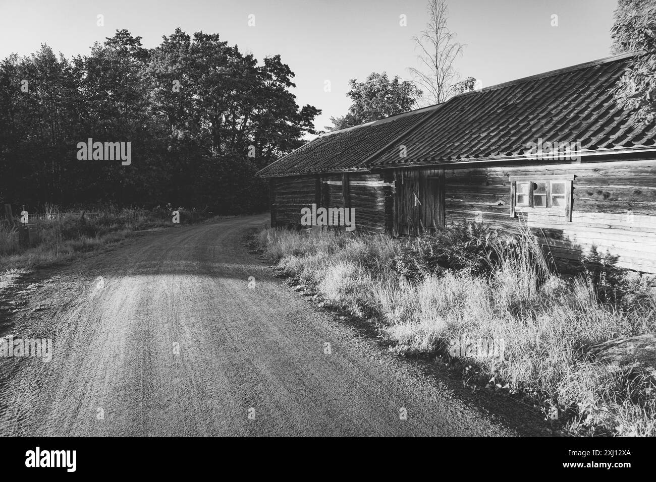Road grassland Black and White Stock Photos & Images - Alamy