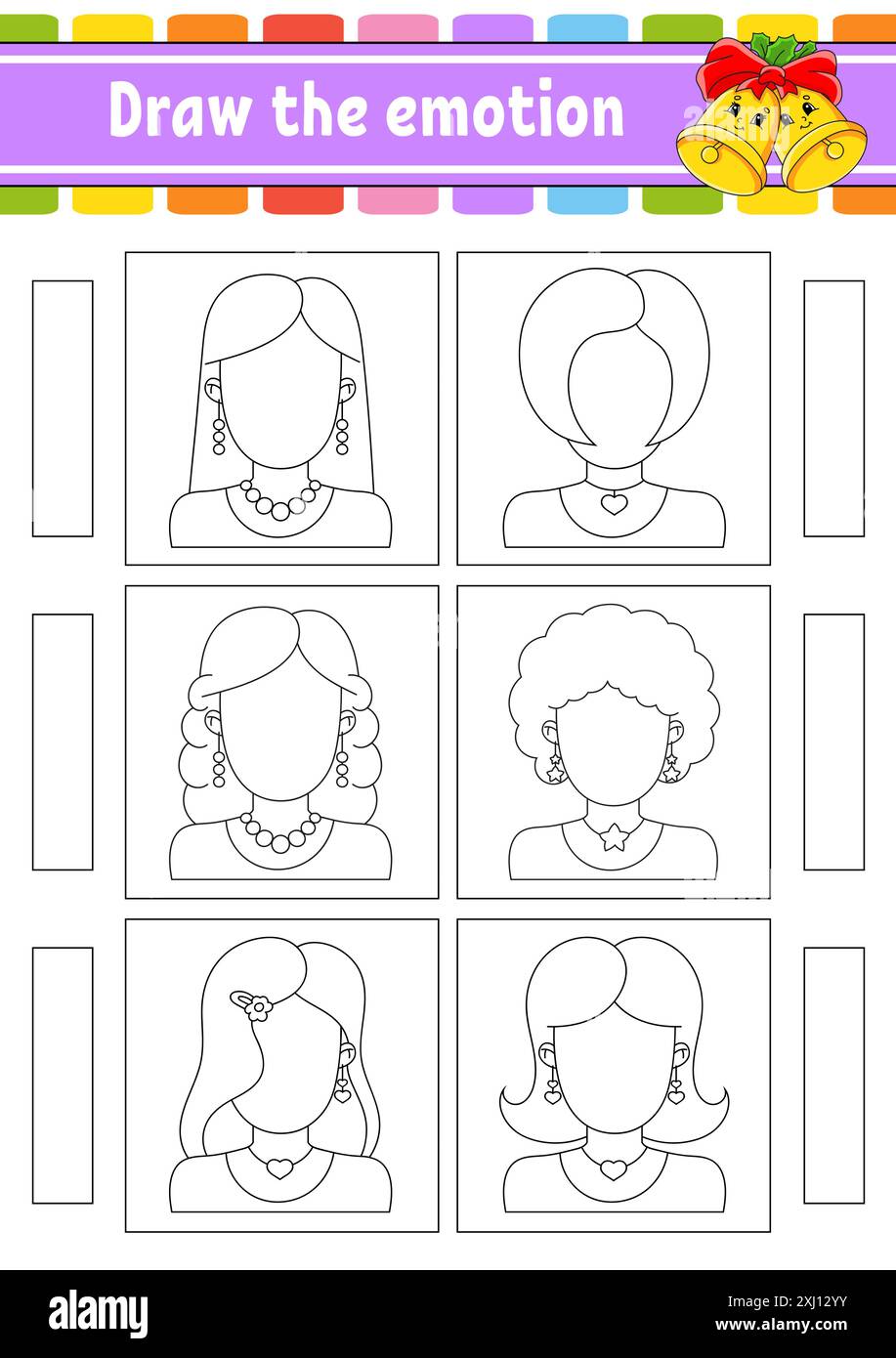 Draw the emotion. Worksheet complete the face. Coloring book for kids ...
