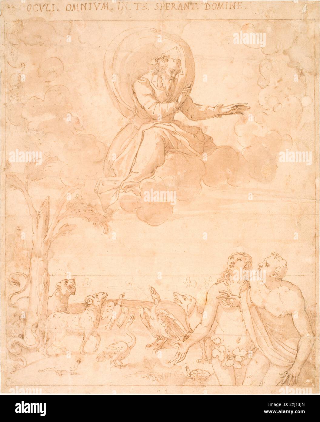 God questioning Adam and Eve after the Fall Guerra, Giovanni 1542 ...