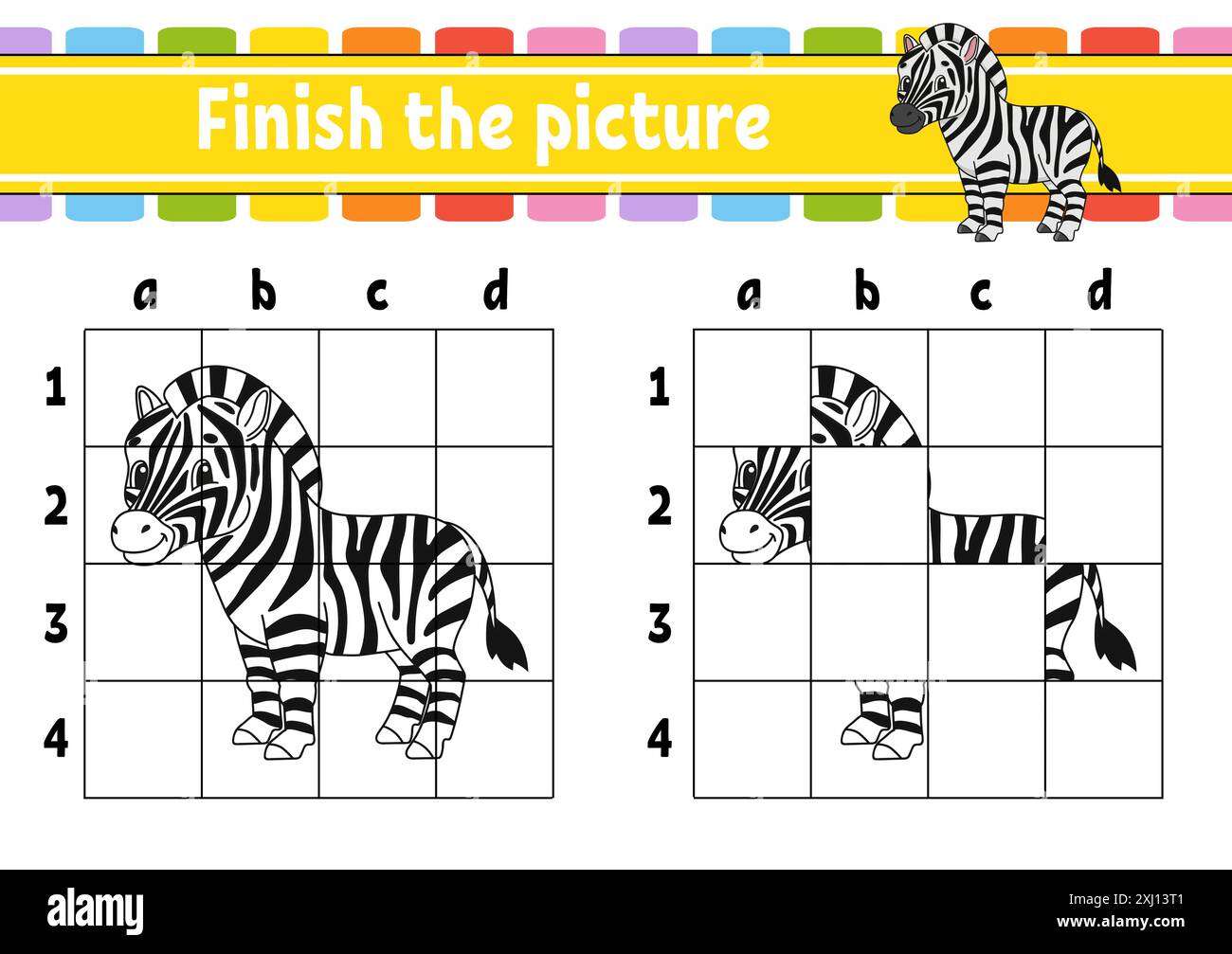 Finish the picture. Coloring book pages for kids. Education developing ...