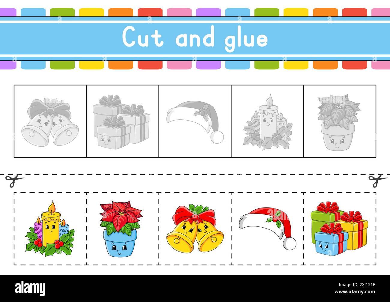 Cut and play. Paper game with glue. Flash cards. Education worksheet ...