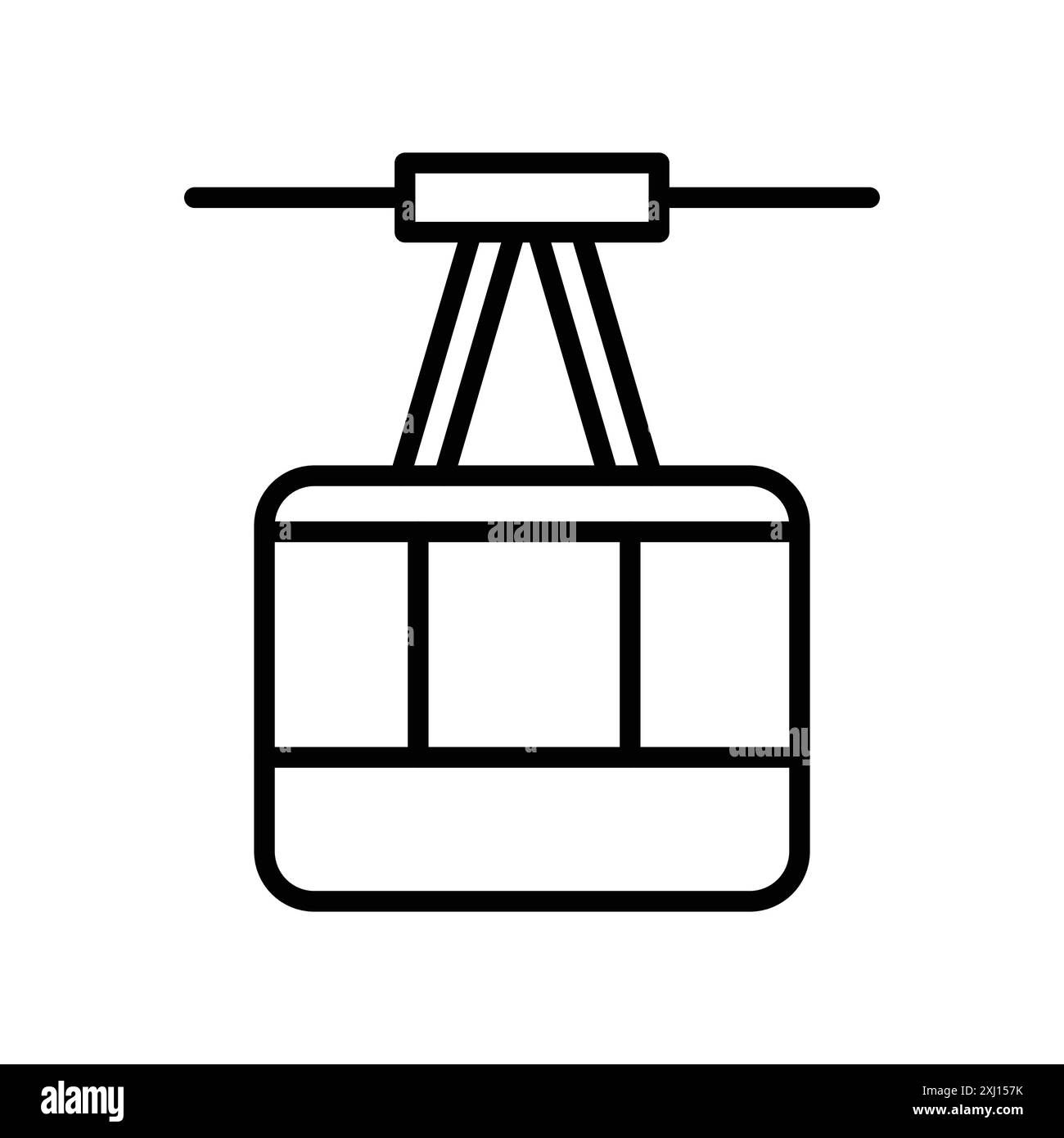 aerial tramway icon linear logo mark set collection in black and white ...