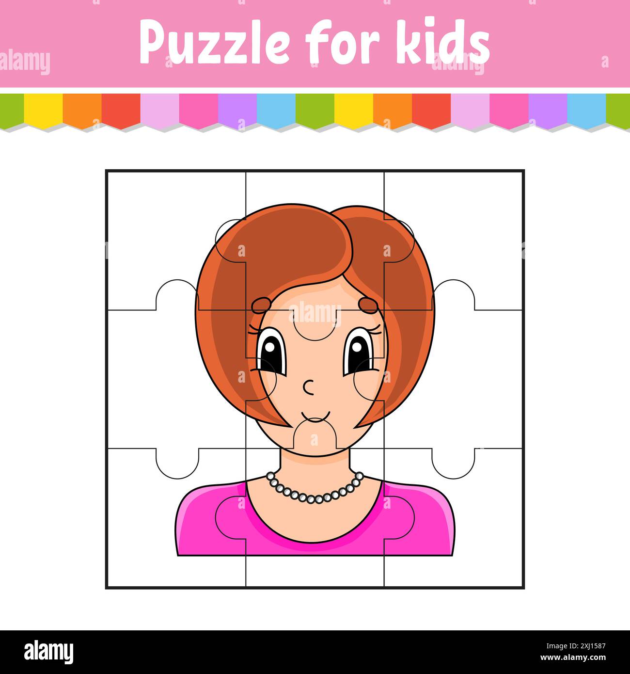 Puzzle game for kids. Jigsaw pieces. Color worksheet. Activity page ...