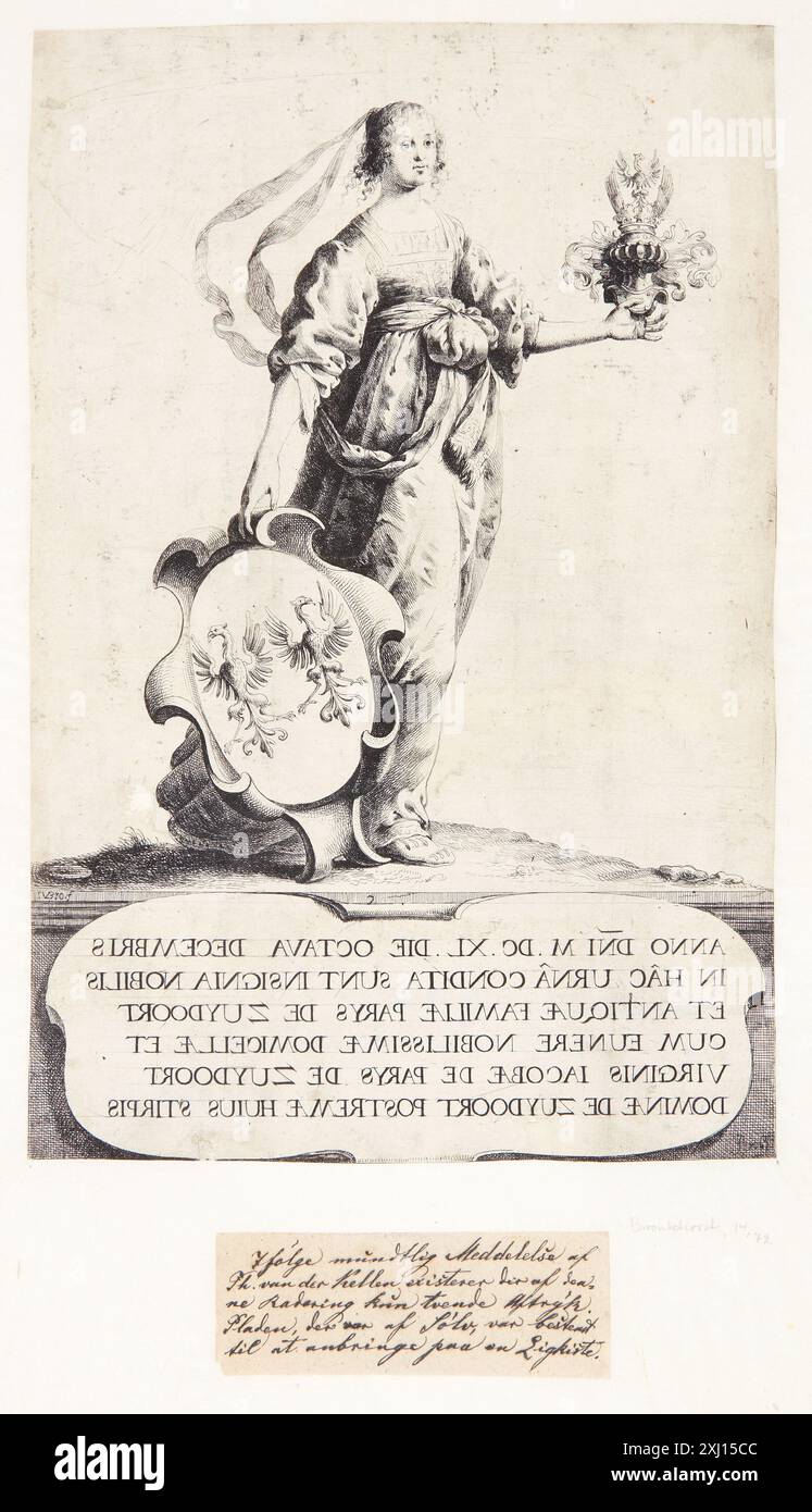 Female figure with shield and helmet in the hands Bronchorst, Jan ...