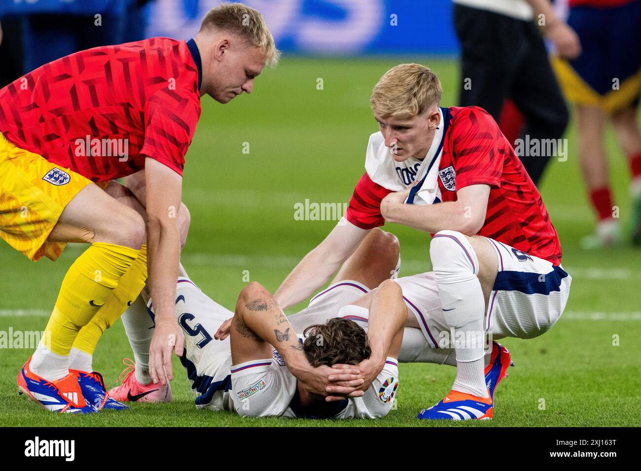 BERLIN, GERMANY - JULY 14: Aaron Ramsdale, John Stones, Anthony Gordon ...