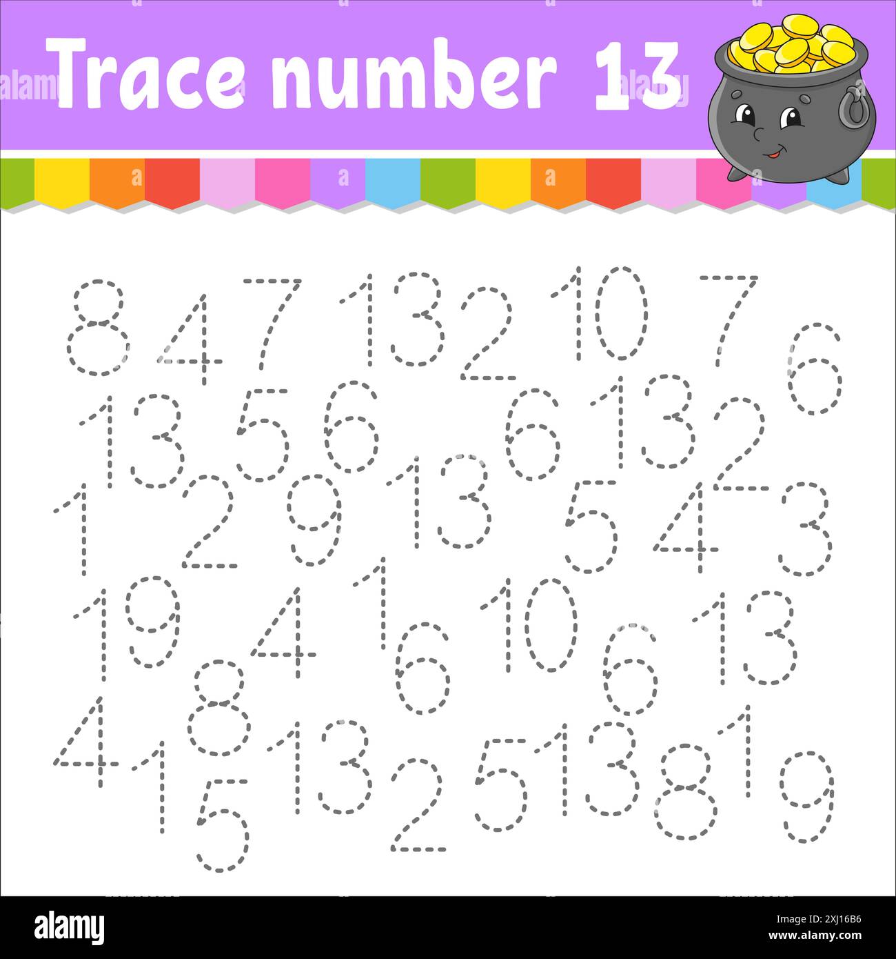 Trace number . Handwriting practice. Learning numbers for kids ...