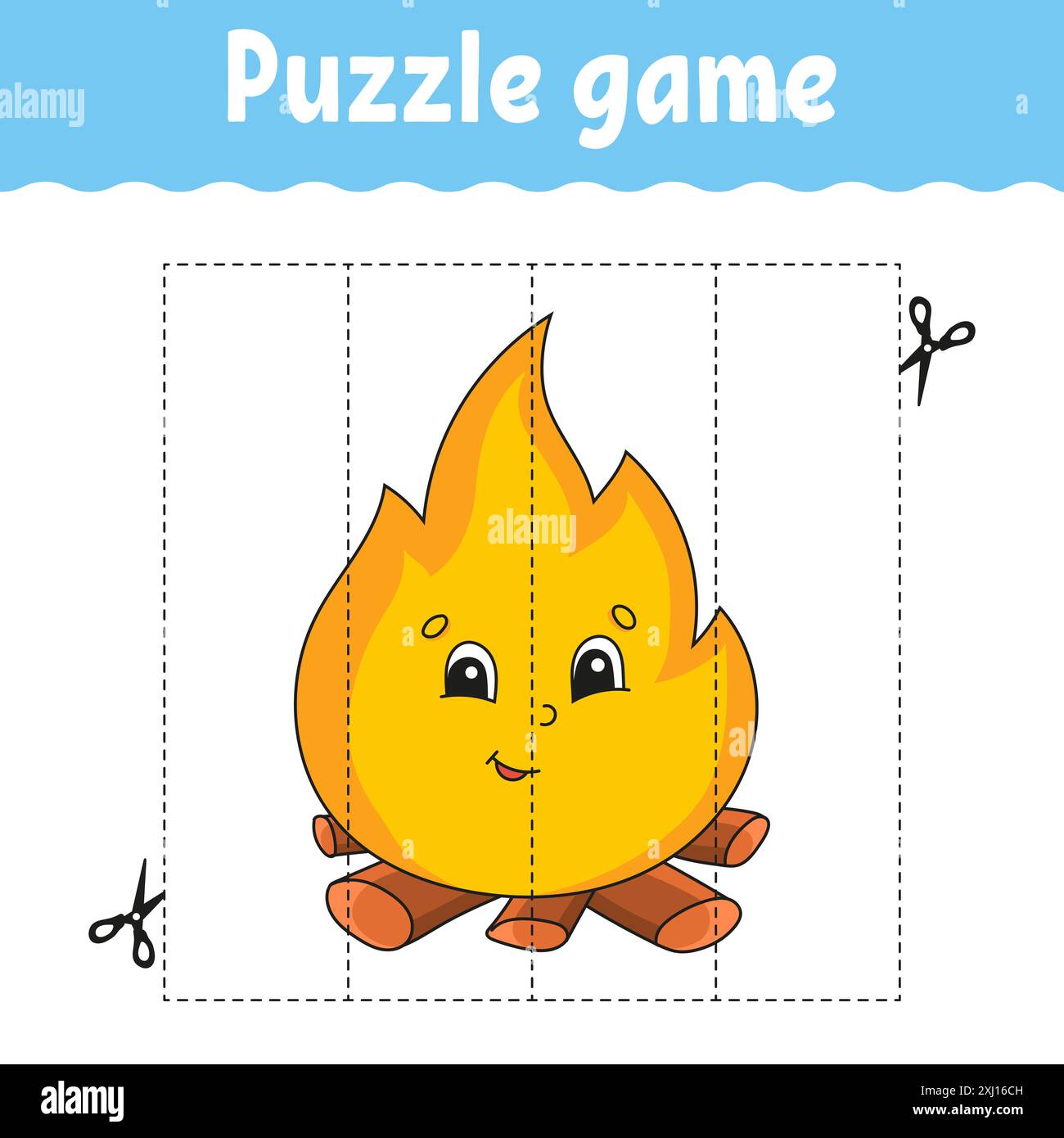 Puzzle game for kids. Cutting practice. Education developing worksheet ...