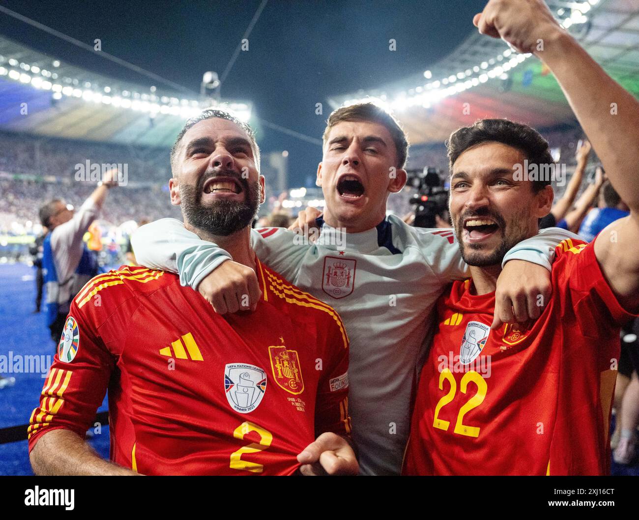 BERLIN, GERMANY - JULY 14: Dani Carvajal, Jesus Navas of Spain ...