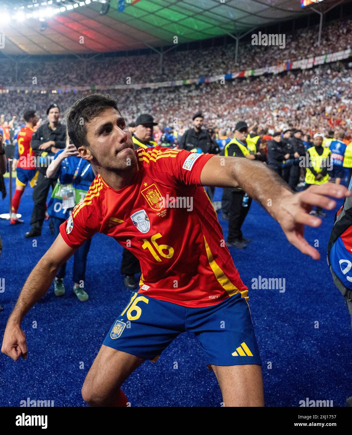 BERLIN, GERMANY - JULY 14: Rodri of Spain celebrates after winning the ...