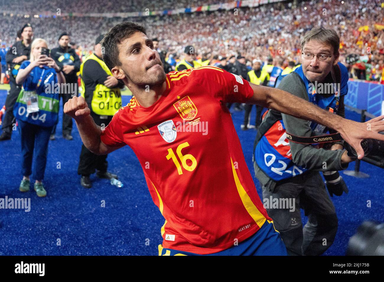 BERLIN, GERMANY - JULY 14: Rodri of Spain celebrates after winning the ...