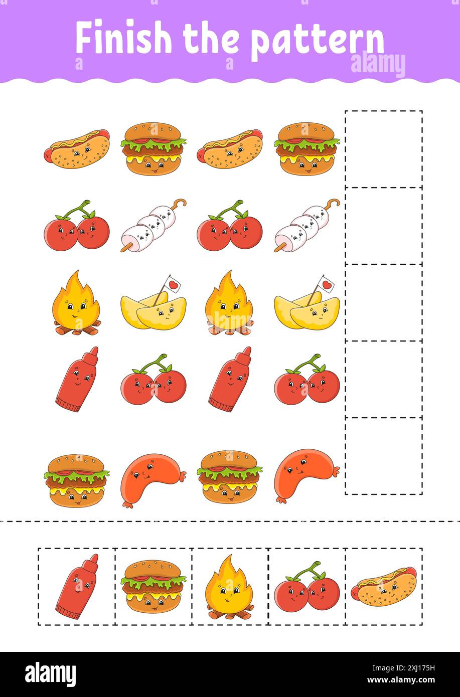 Finish the pattern. Cut and play. Education developing worksheet ...