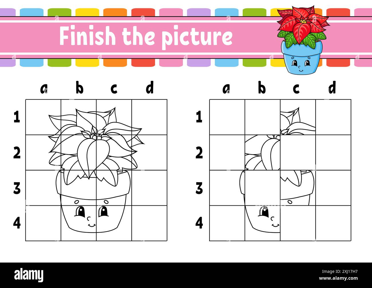 Finish the picture. Coloring book pages for kids. Education developing ...