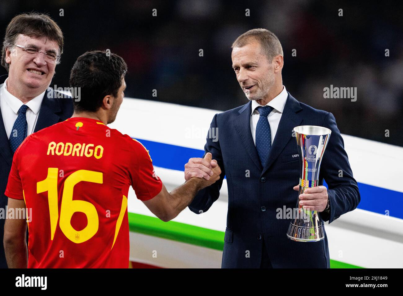 BERLIN, GERMANY - JULY 14: Rodri, UEFA President Aleksander Ceferin ...