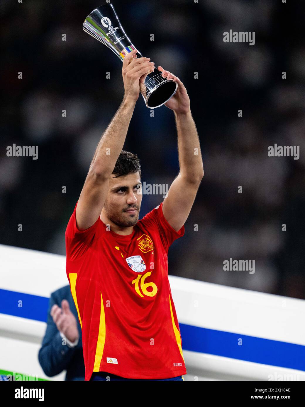 BERLIN, GERMANY - JULY 14: Rodri with a trophy during the UEFA EURO ...