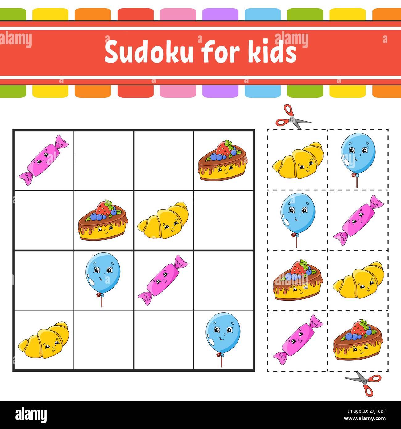 Sudoku for kids. Education developing worksheet. Activity page with ...