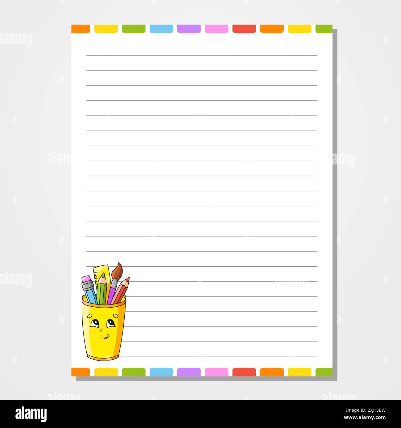 Sheet template for notebook, notepad, diary. Lined paper. Cute ...