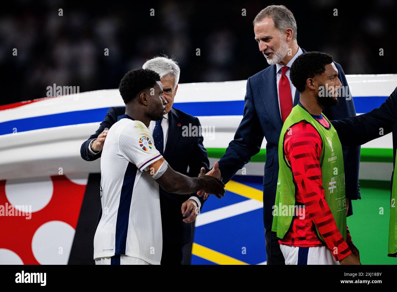 BERLIN, GERMANY - JULY 14: Marc Guehi, Felipe VI, King of Spain, Pedro ...
